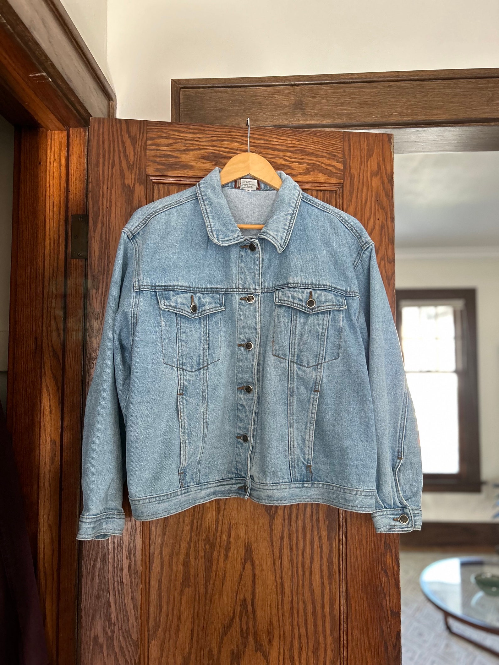 Vintage 80s Denim Jacket Large Light Acid Wash Seruchi Brand Trendy ...