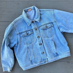 Vintage 80s Denim Jacket Large Light Acid Wash Seruchi Brand Trendy ...