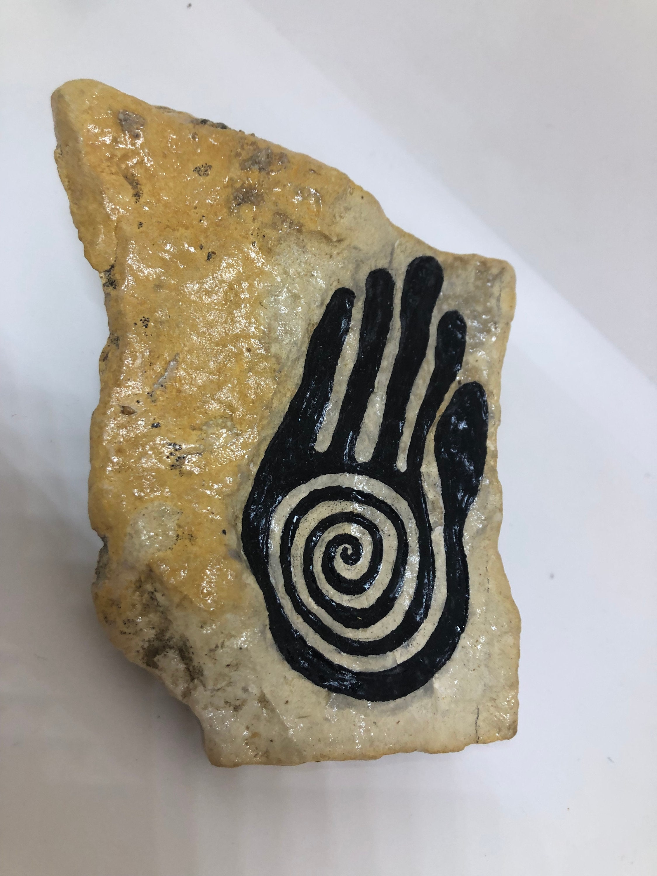 Petroglyph: Mystic Healing Hand Symbol With the Spiral of Eternity ...