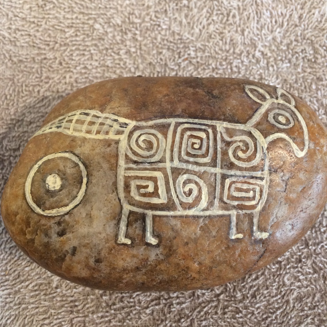 Petroglyph: Hopi Indian Mountain Goat With Mystic Symbols - Etsy