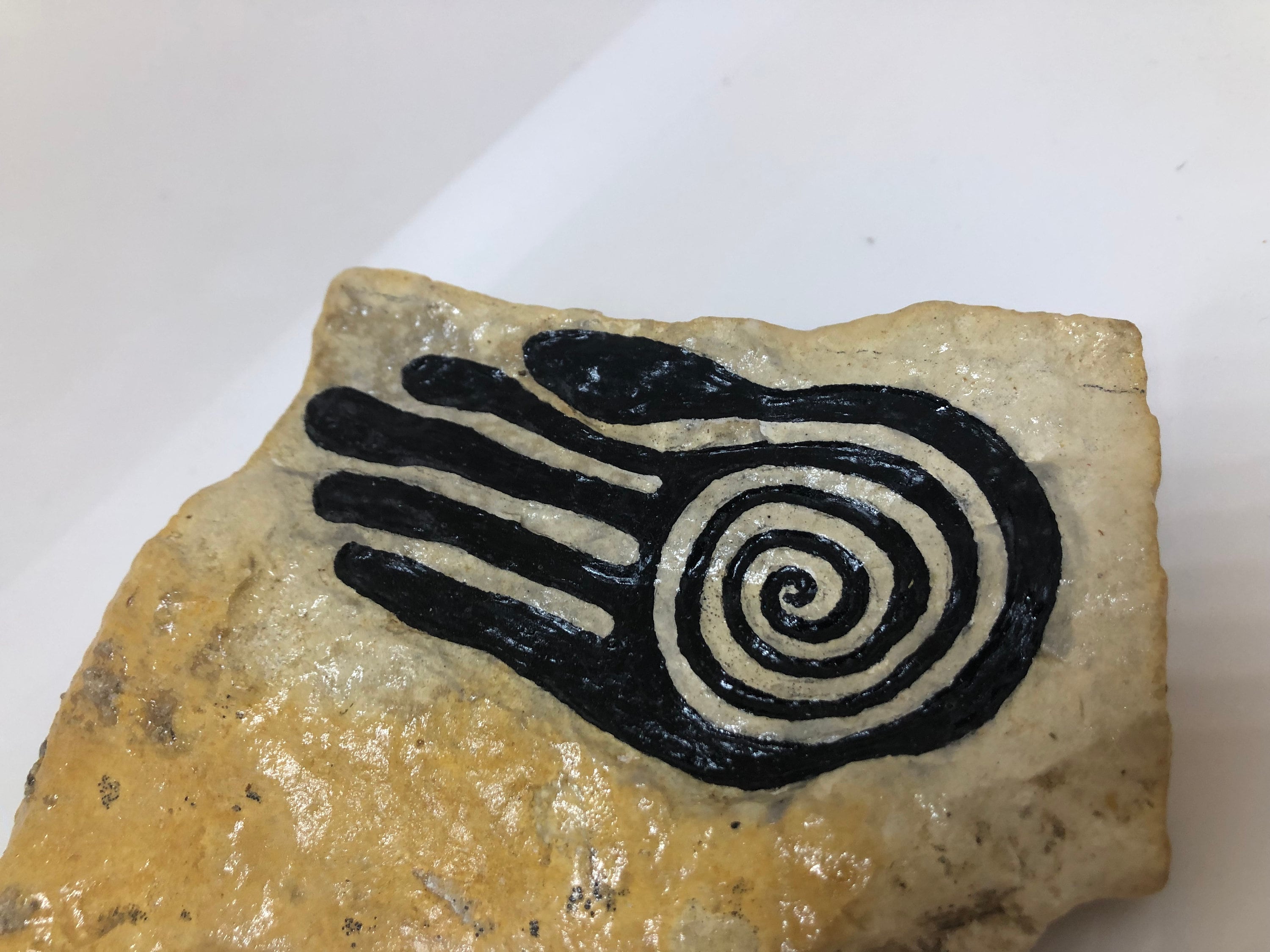 Petroglyph: Mystic Healing Hand Symbol With the Spiral of Eternity ...
