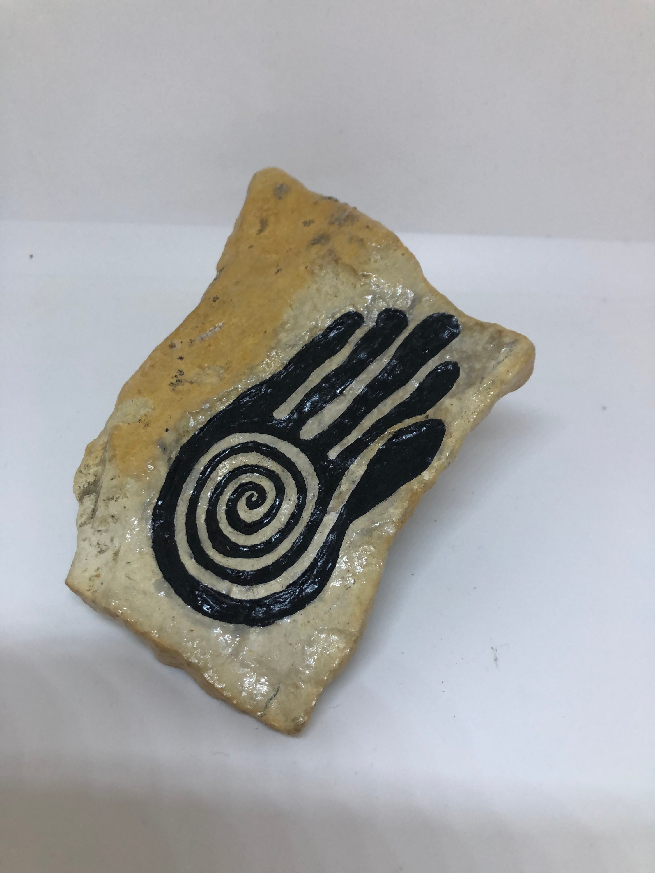 Petroglyph: Mystic Healing Hand Symbol With the Spiral of Eternity ...
