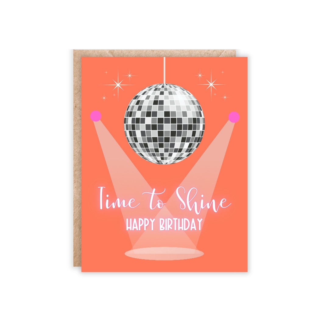 Disco Ball Birthday Greeting Card: Time to Shine - Etsy