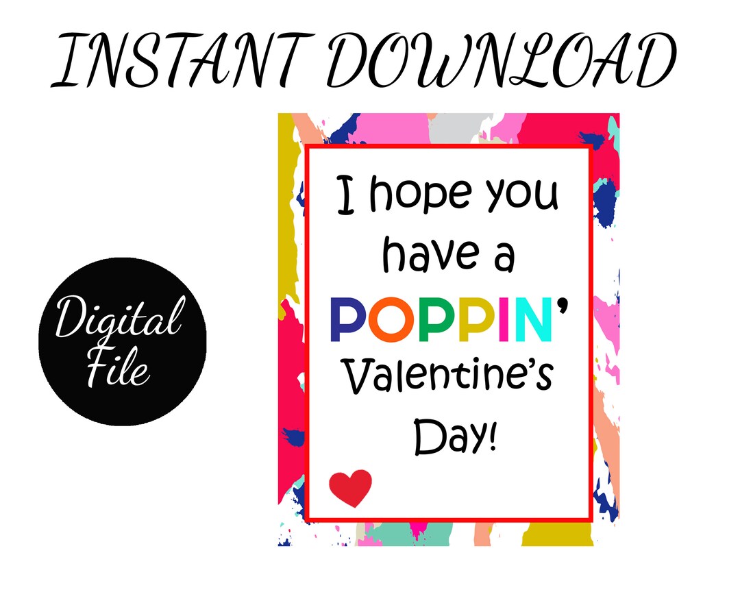 INSTANT DOWNLOAD Kids Valentines Poppin Valentines - Etsy