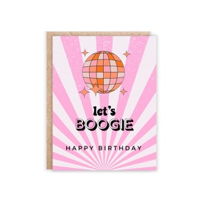 Let's Boogie Square Birthday Greeting Card | Disco Themed Birthday ...