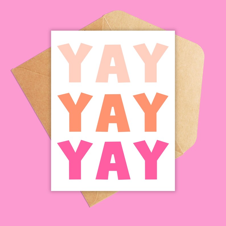Yay Greeting Card | Bold Celebratory Card, New Job, Graduation - Etsy