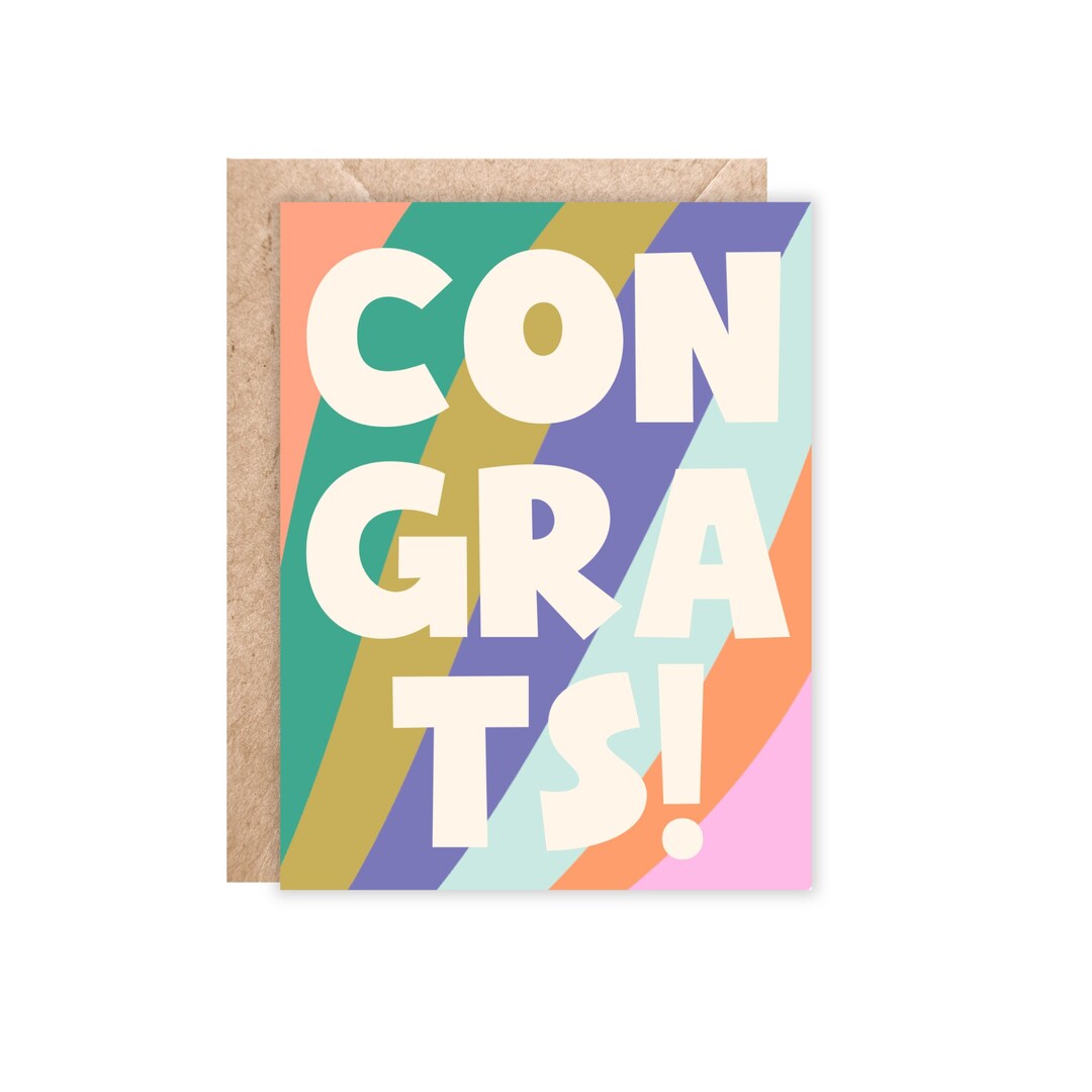 Rainbow Congrats Greeting Card: Celebratory Congratulations Card - Etsy