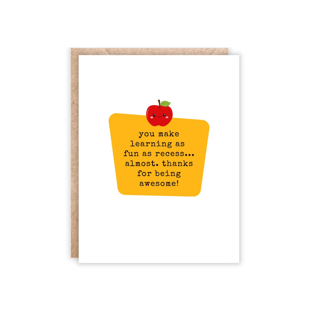 Fun as Recess Teacher Thank You Card - Etsy