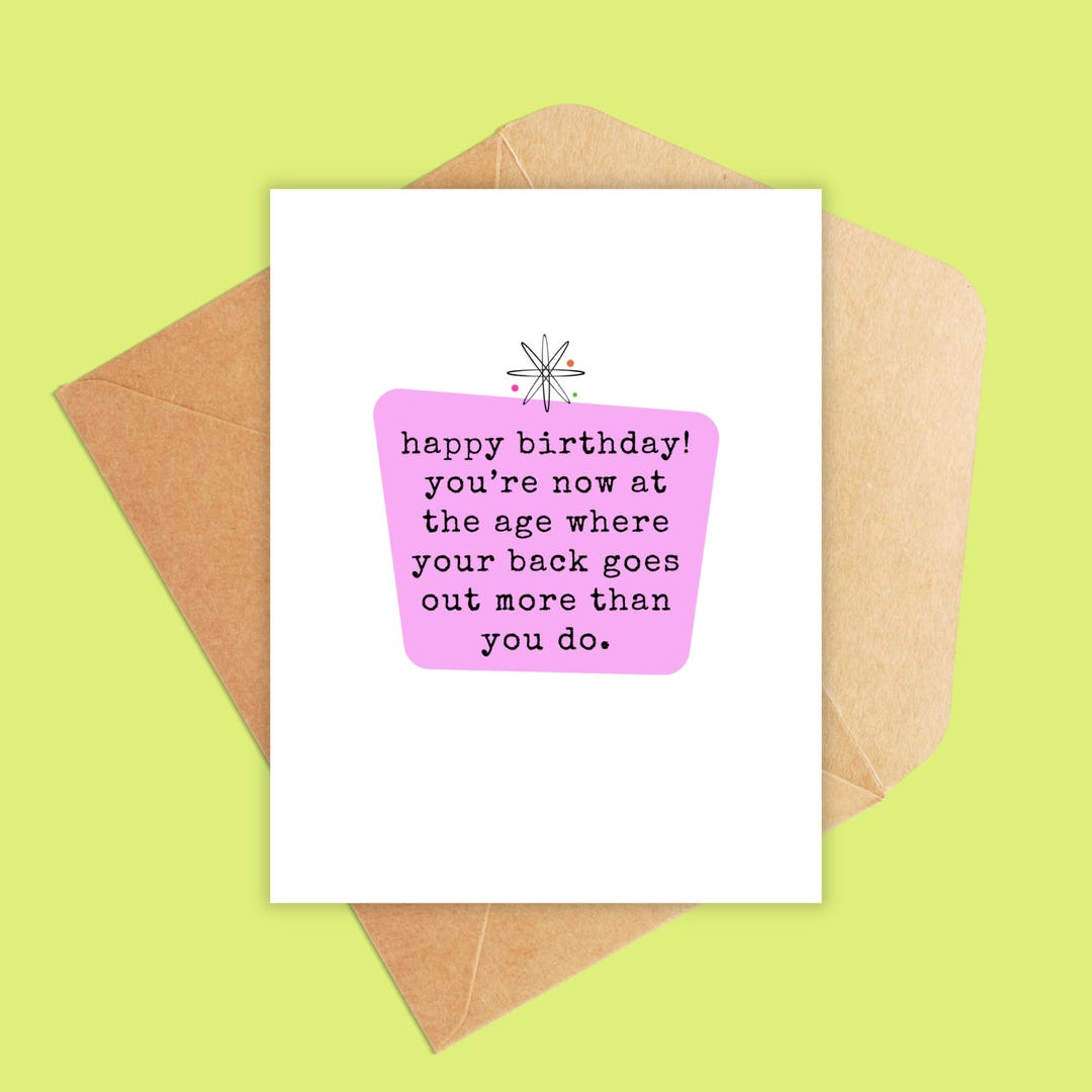 Funny Aging Birthday Card: Back Goes Out More Than You Do - Etsy