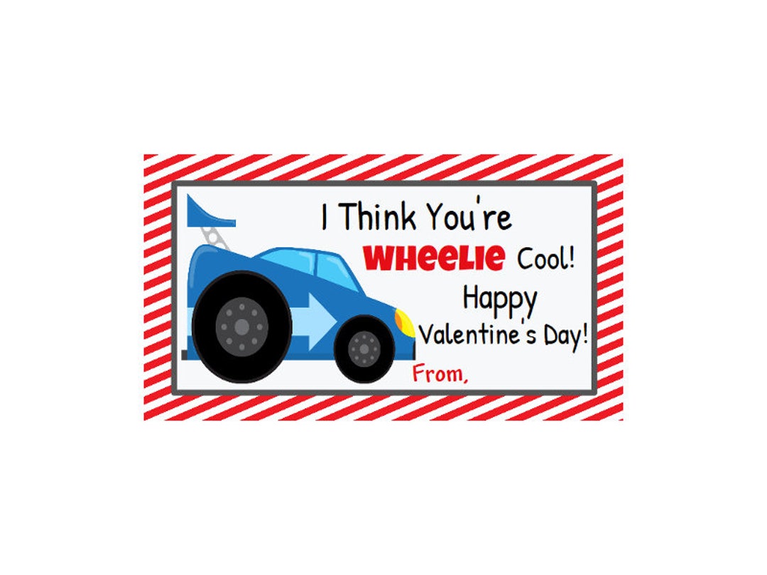 Race Car Valentine Instant Download | Wheelie Cool Valentine Tag ...