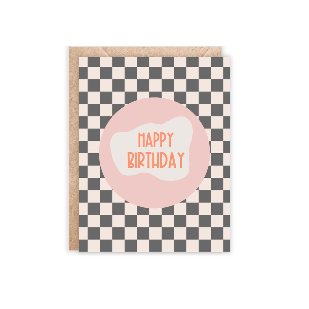 Checkered Birthday Greeting Card Black and White Birthday Cards ...