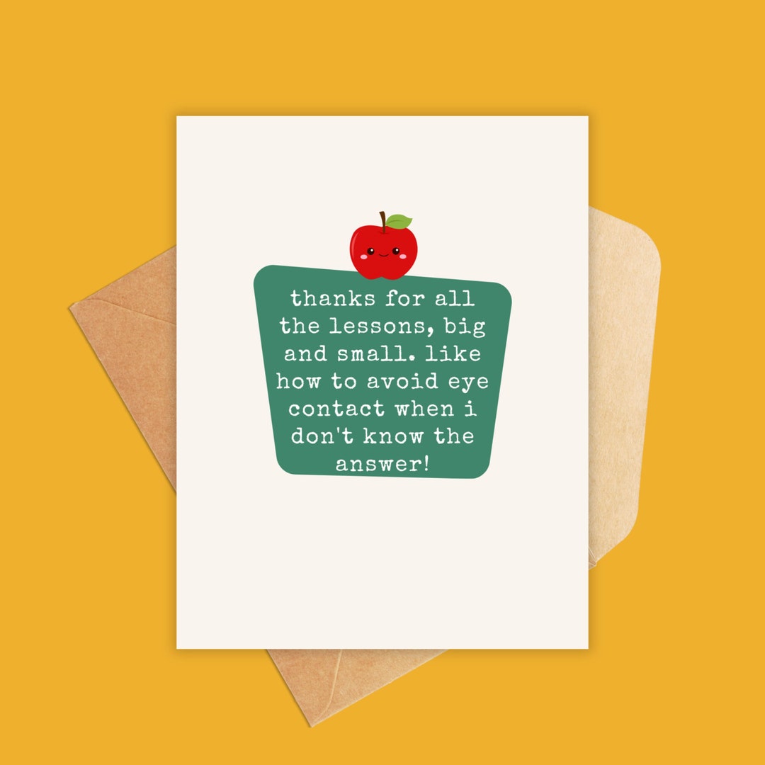 Teacher Appreciation Greeting Card Funny Teacher Thank You Cards ...