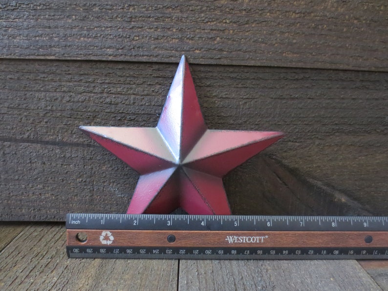 Set of 3 Red Country Barn Stars 6 Inches Rustic Americana Patriotic ...