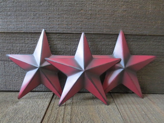 Set of 3 Red Country Barn Stars 6 Inches Rustic Americana | Etsy