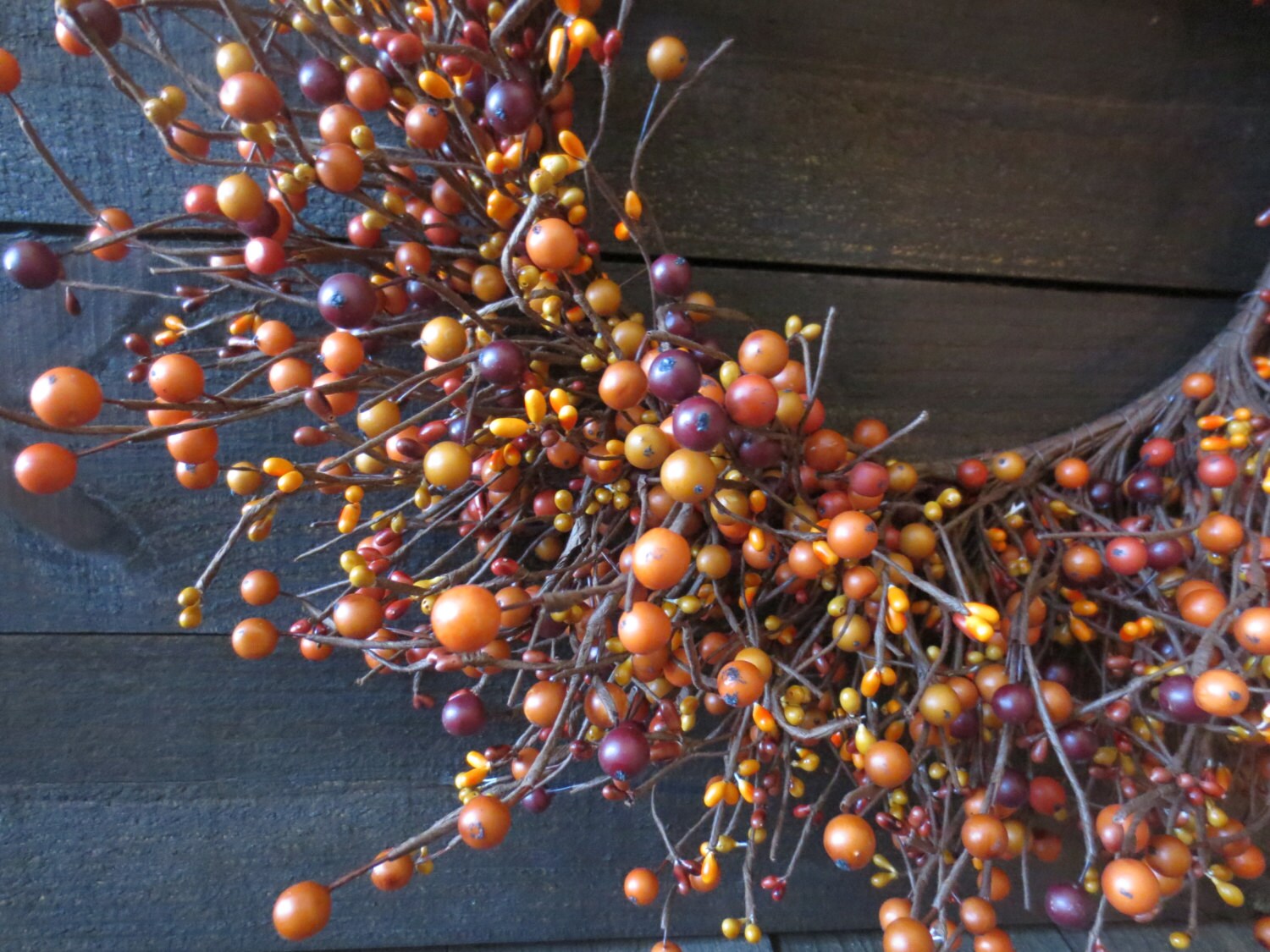 Farmhouse Berry Wreath Orange Burgundy Brown Mustard and Deep Plum ...
