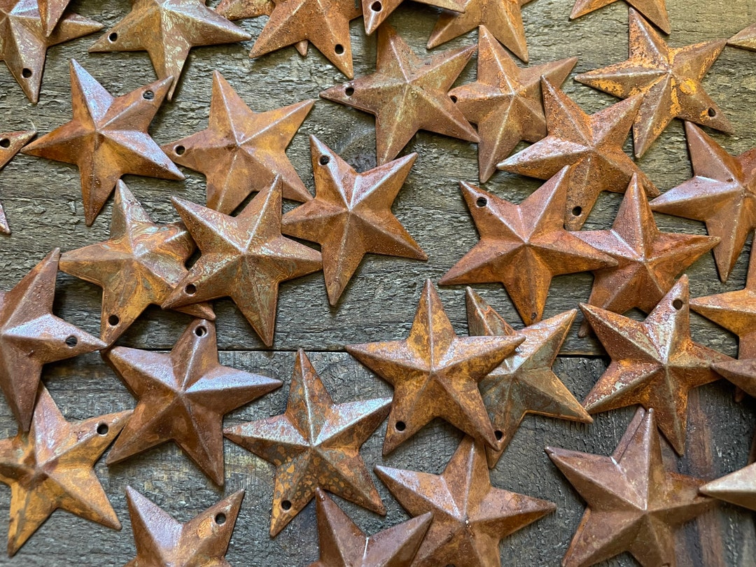 Set of 100 Rusty Barn Stars 1.5 Inch Dimensional Primitive Country ...