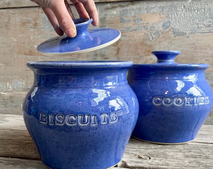 Ceramic Cookie Jar With Lid, Handmade Pottery Cookie Jar, Kitchen ...