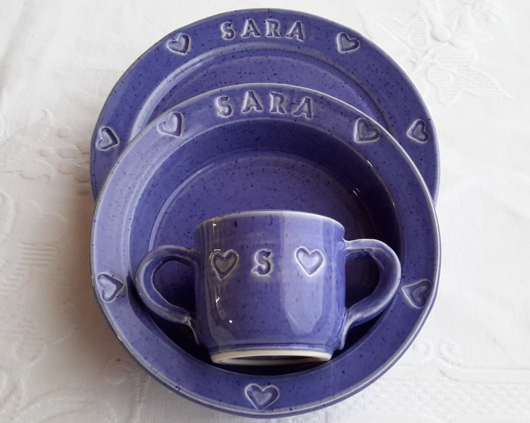 Personalized Child Dinner Set, Children's Plate With Name, Christening ...