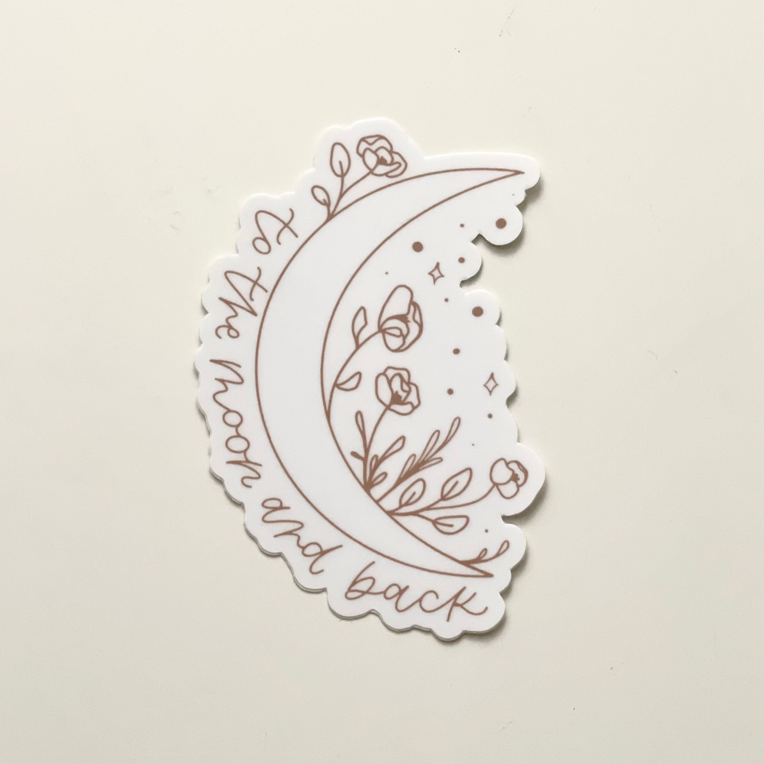 Floral Moon Sticker - Etsy