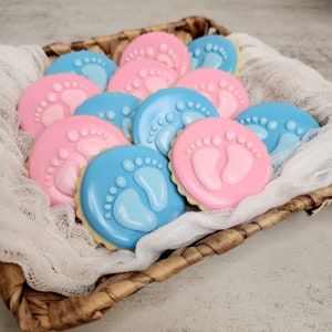 Baby Feet, Baby Shower, Baby Footprint, Gender Reveal, Sugar Cookies ...