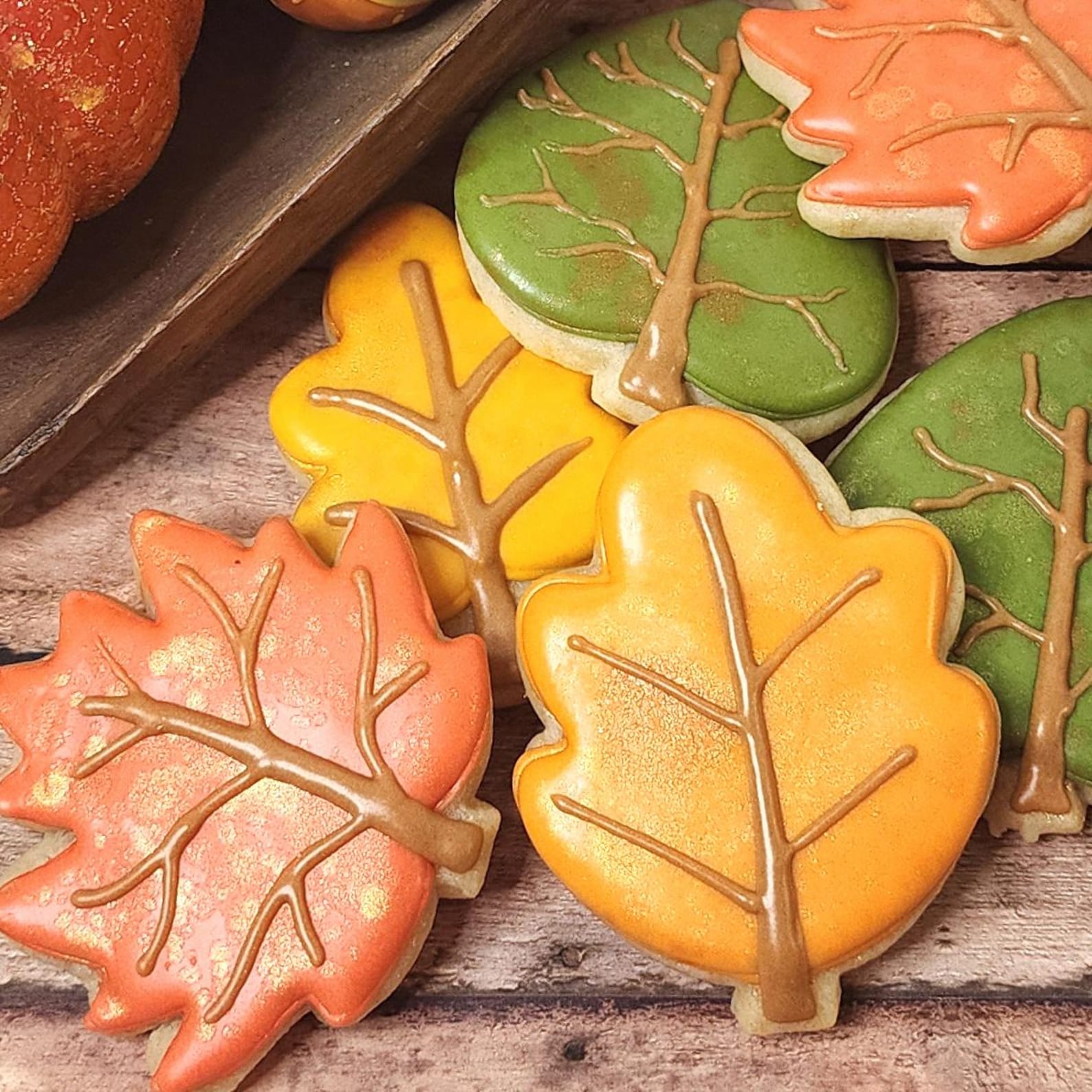 Mini Decorated Autumn Leaf Cookies, Hand Decorated Sugar Cookies ...