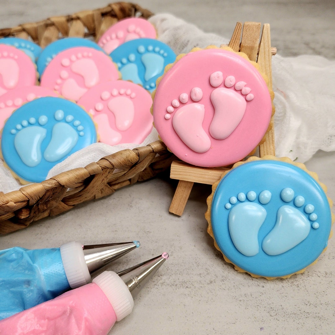 Baby Feet, Baby Shower, Baby Footprint, Gender Reveal, Sugar Cookies ...