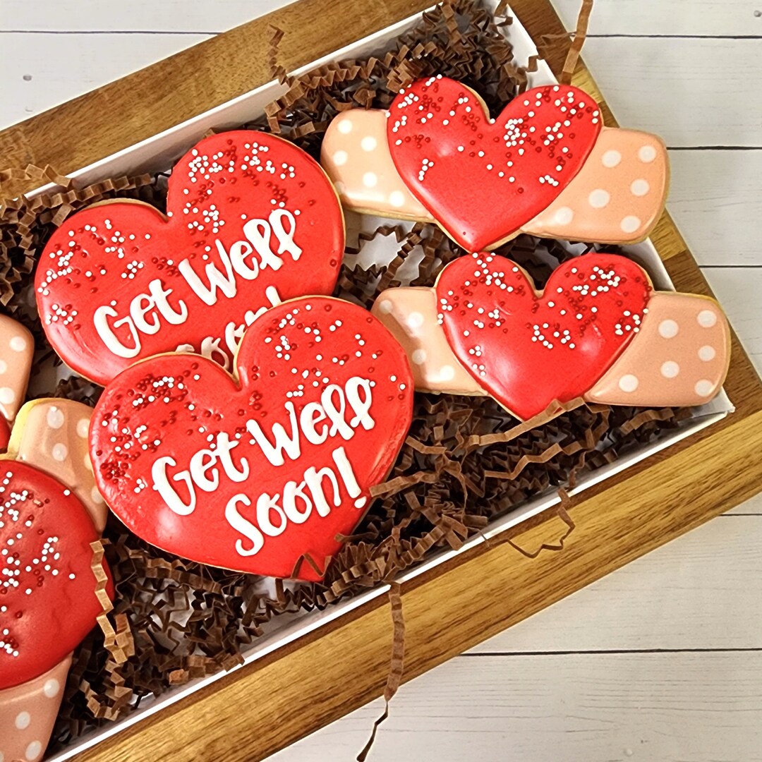 Get Well Soon Cookies, Hearts and Bandaids, Decorated Sugar Cookies ...