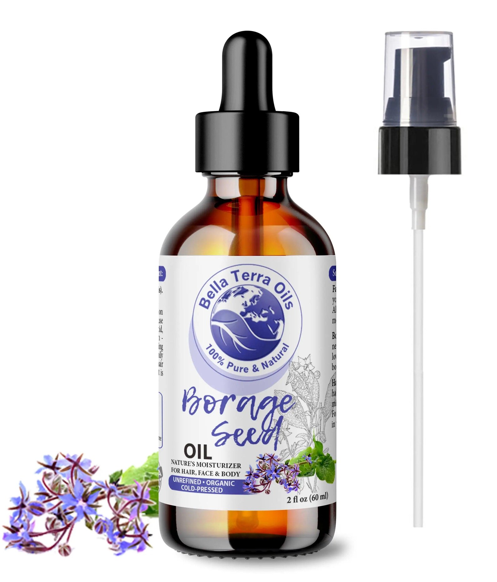 Organic Pure Borage Seed Oil - 2oz Premium Cold-pressed Oil for Skin ...