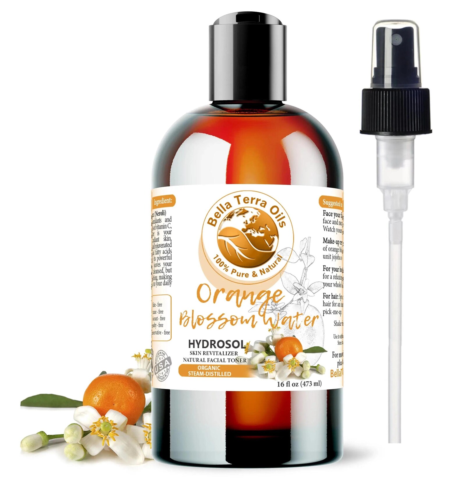 Orange Blossom Water - 16oz | Floral Hydrosol for Skin, Hair ...