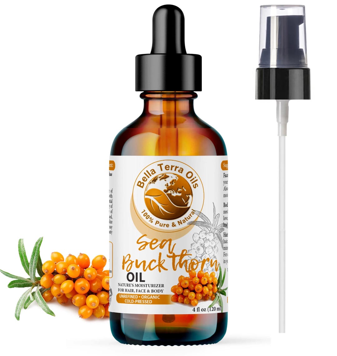 Organic Sea Buckthorn Oil - Size: 2oz, 4oz, 8oz, 16oz, 128oz | Cold ...