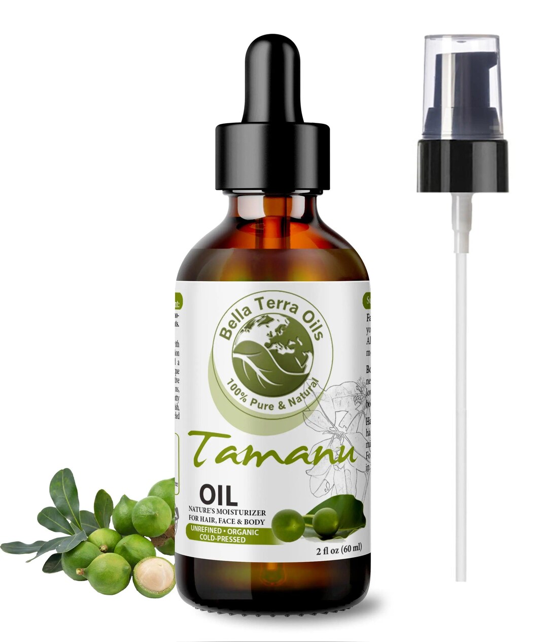 Organic Pure Tamanu Oil 2oz | Premium Cold-pressed Oil for Skin, Hair ...