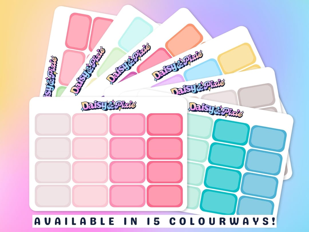 Rounded Rectangle Half Boxes, Functional Half Box Planner Stickers ...