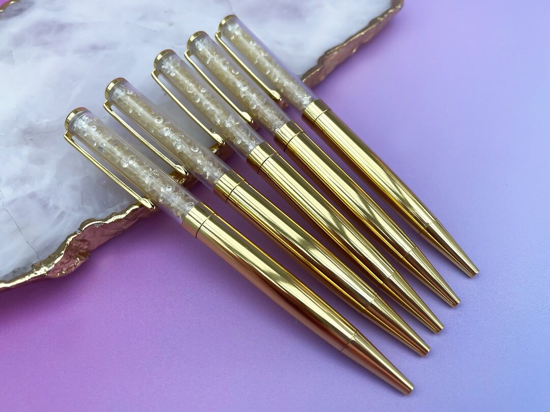 Metallic Gold Crystal Pen, Gold Sparkle Pen, Gold Diamond Pen, Crystal ...