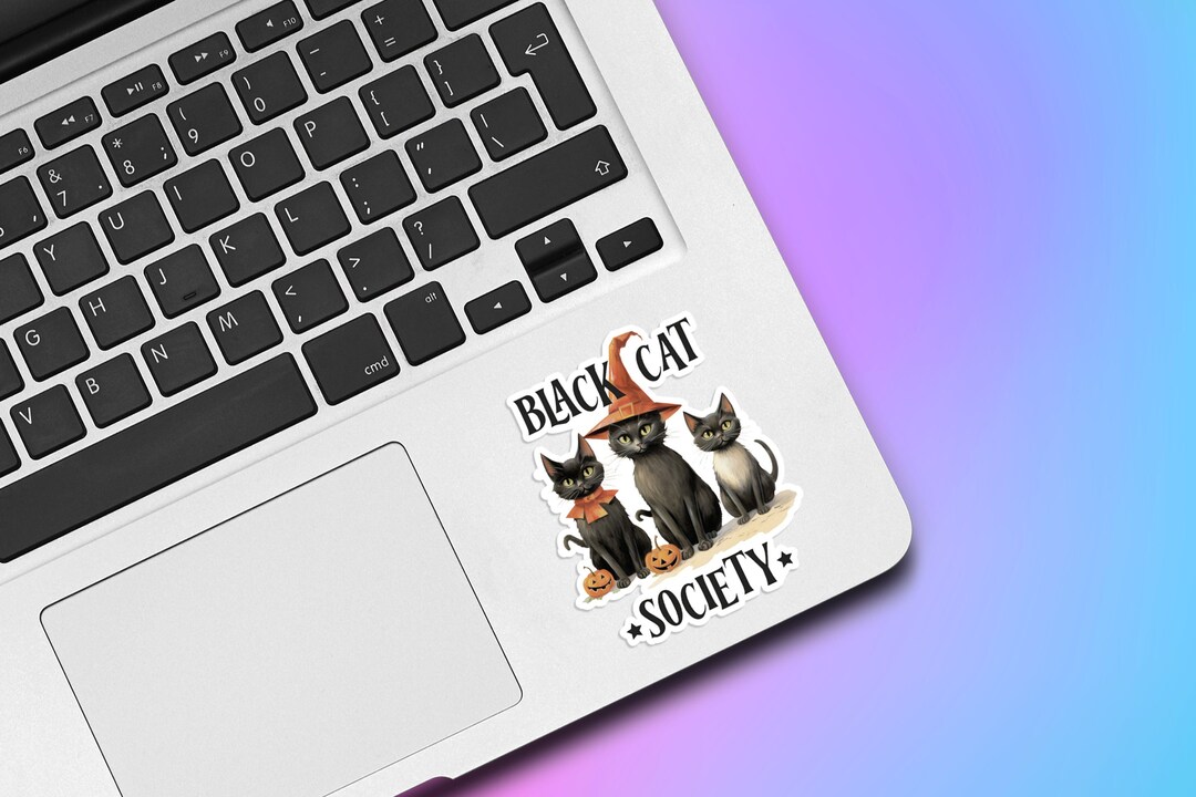 Black Cat Society Vinyl Sticker Halloween Cat Sticker - Etsy