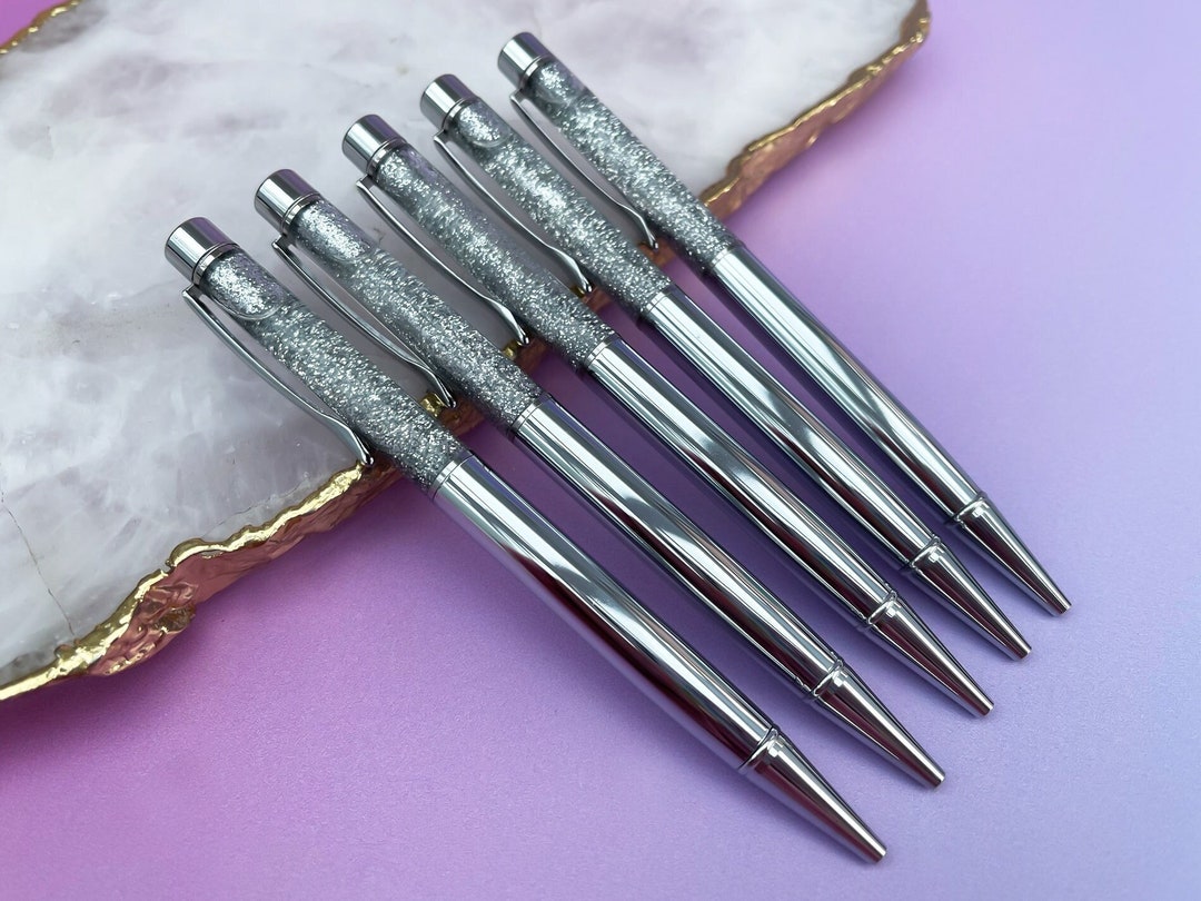 Silver Chrome Pen, Metallic Silver Glitter Pen, Floating Glitter Pen ...