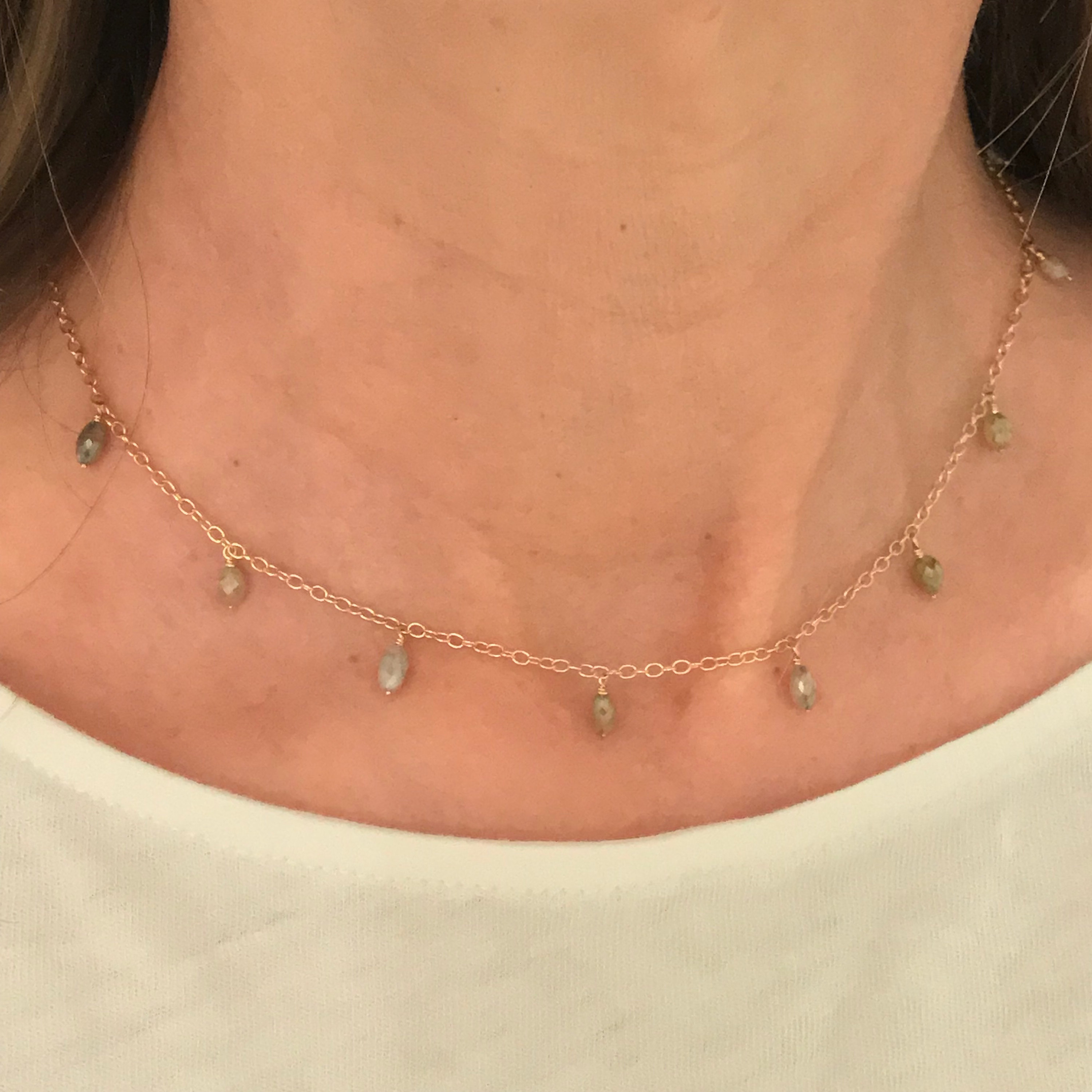 Diamond Dangle Necklace, 14k Gold (DDN1)