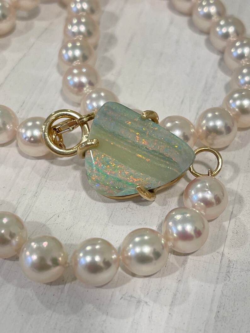 Cultured Akoya Pearl and Australian Boulder Opal Strand, 14k (OAS1) - Etsy