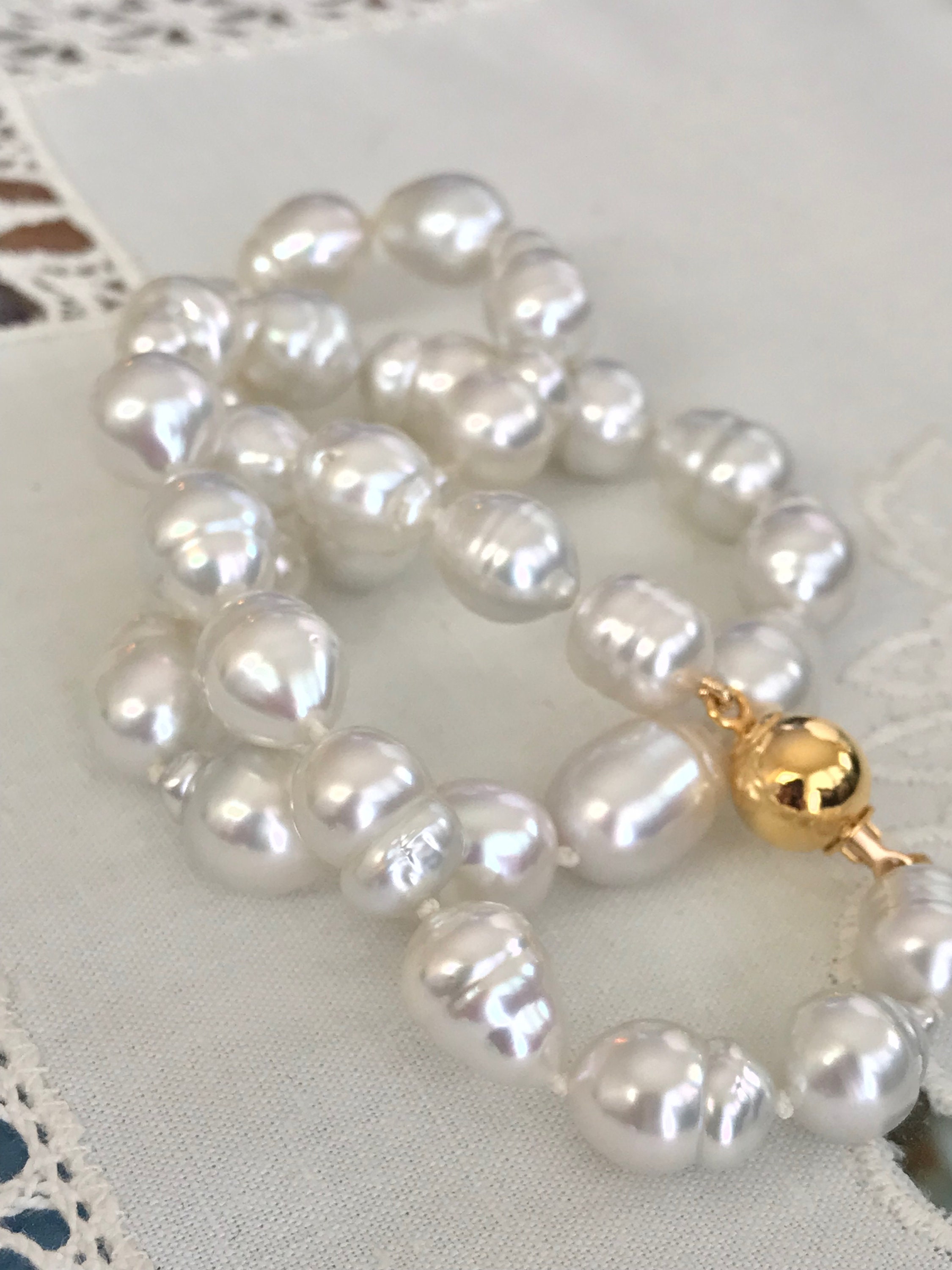 Cultured South Sea Baroque Pearl Strand 14k Gold Sspn1 Etsy