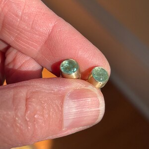 Neon Green Beryl Earrings, Studs, 14k Yellow Gold (NBE3) - Etsy