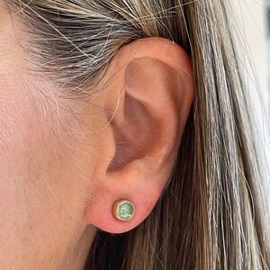 Neon Green Beryl Earrings, Studs, 14k Yellow Gold (NBE3) - Etsy