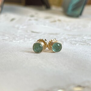 Neon Green Beryl Earrings, Studs, 14k Yellow Gold (NBE3) - Etsy