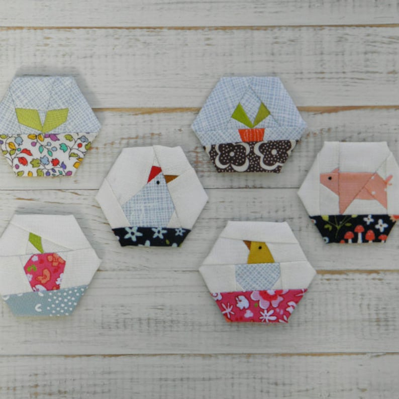 Farm Life a Paper Piecing Hexagon Pattern - Etsy Denmark
