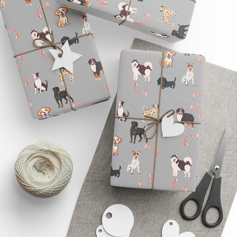 Dog Wrapping Papers, Pet Gift Wrap, Cute Animal Gift Packaging, Playful ...