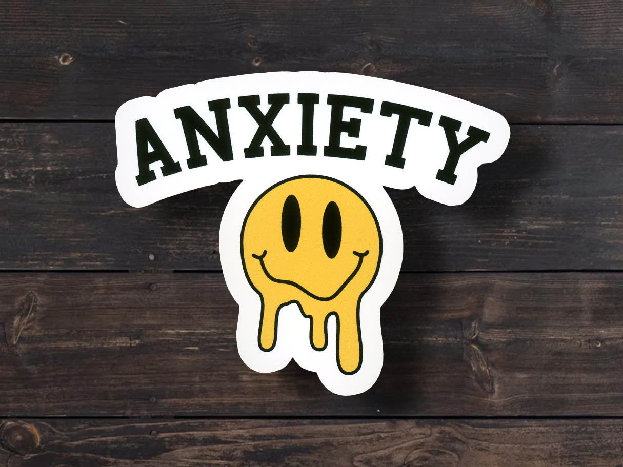 Anxiety Melting Face Sticker Mental Health Sticker Mental - Etsy