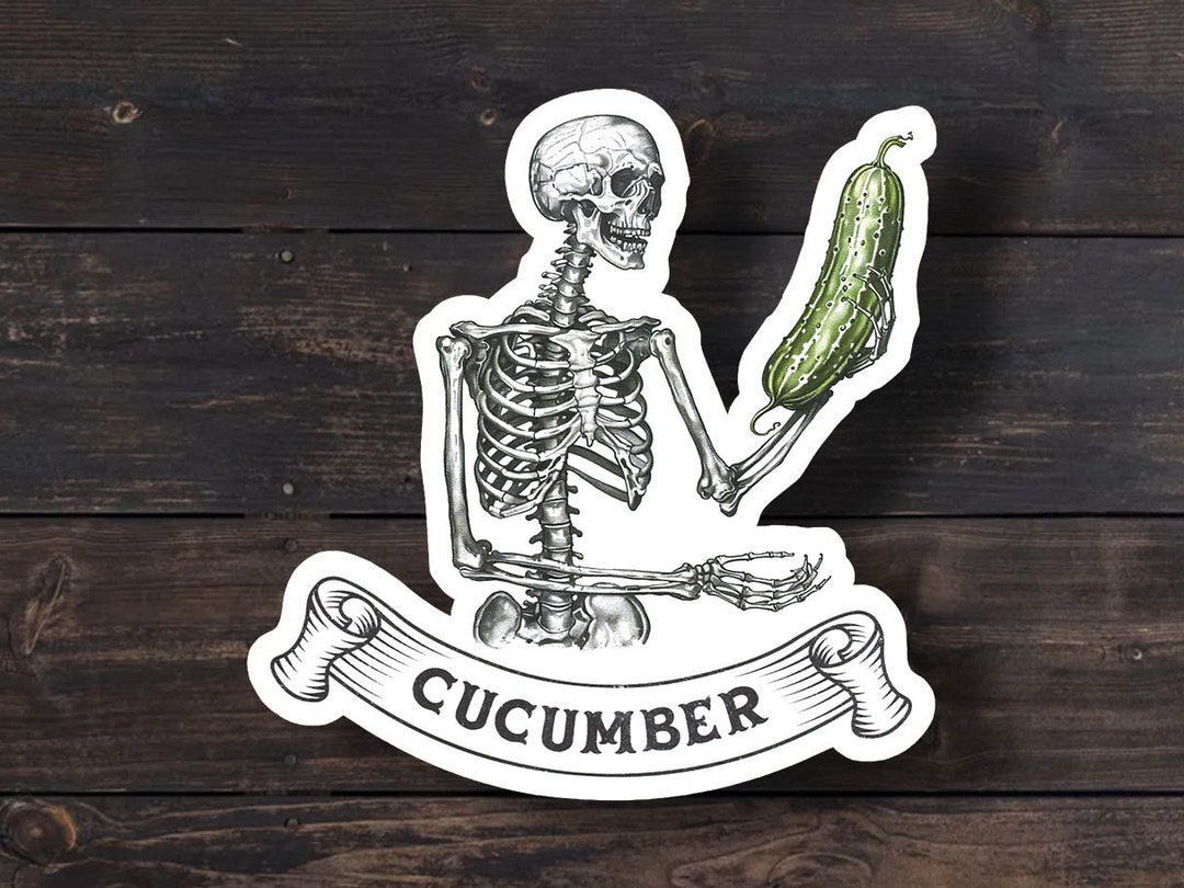 Funny Cucumber Skeleton Sticker: Retro Pickle Lover Decal - Etsy