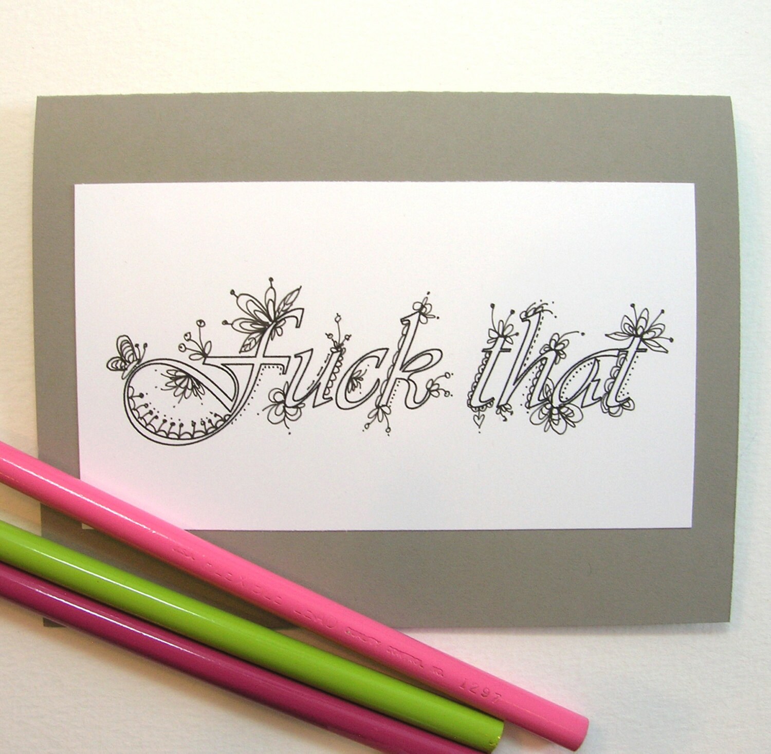 Cards to Color Curse Word Series 5, Adult Coloring, Handmade, Hearts ...