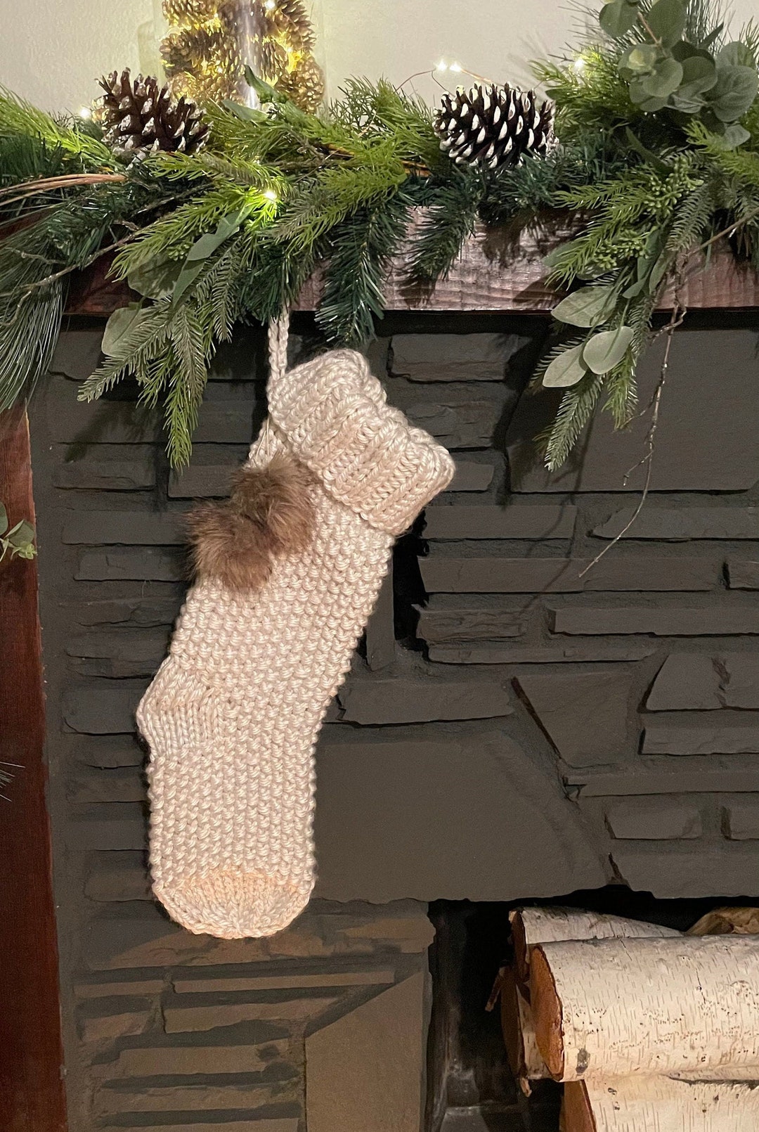 Knit Stocking Pattern / Seed Stitch Stocking / Super Bulky Knit ...