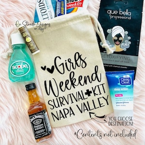 Girls Weekend Survival Kit, Hangover Kit Bags, Bachelorette Party, Girl ...