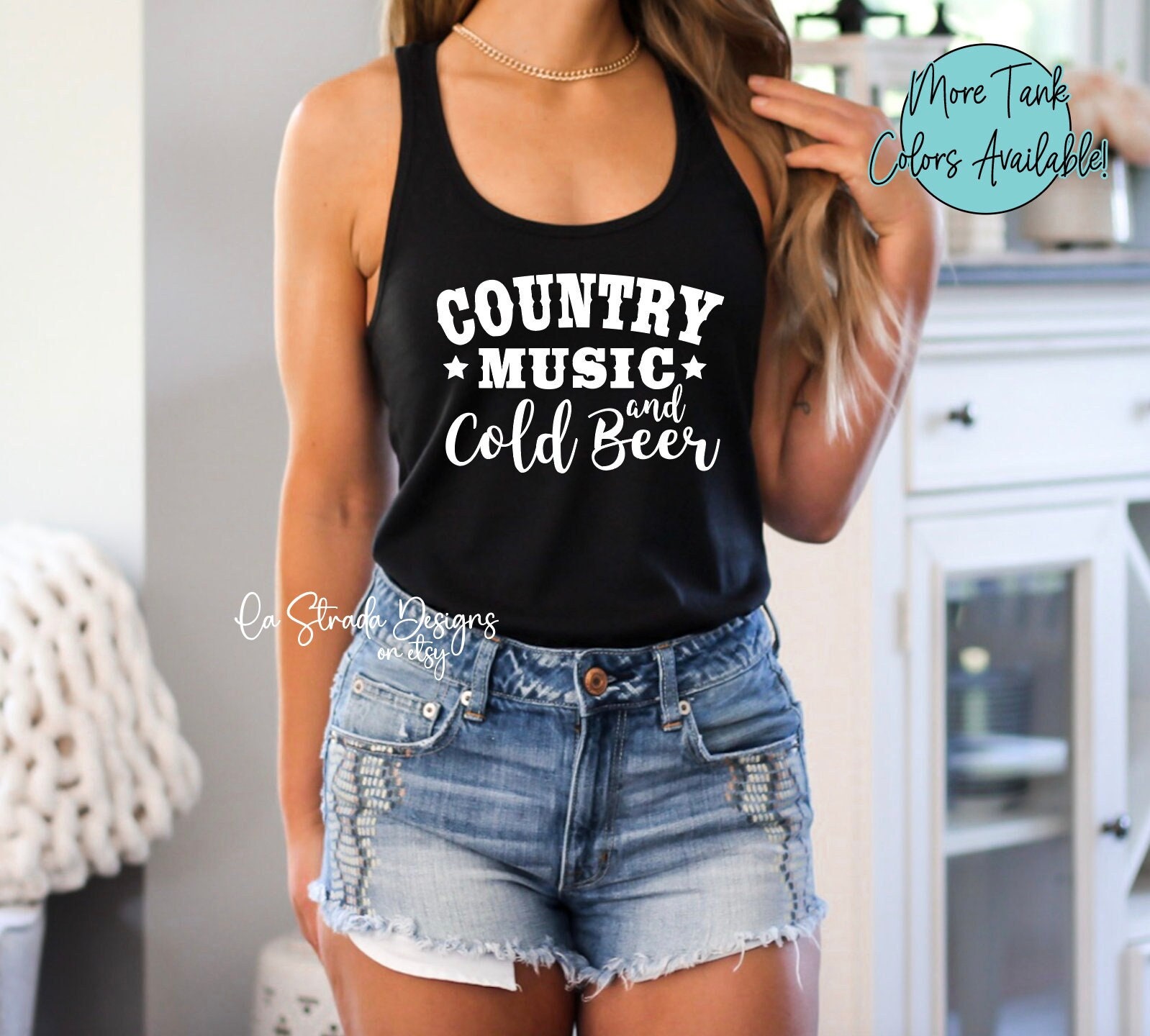 Country Music and Cold Beer Country Tank Top Beach Tank Top - Etsy