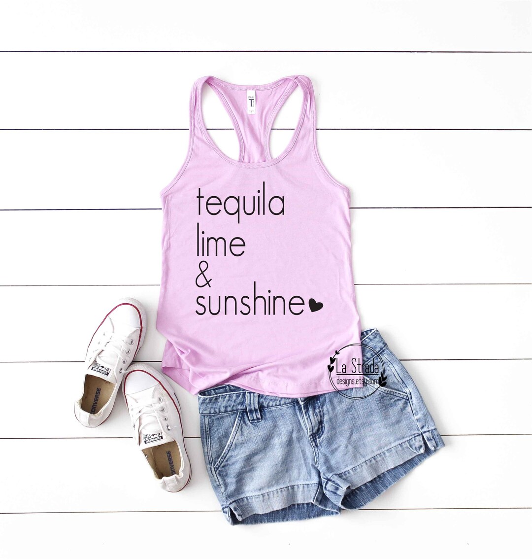 Tequila Lime & Sunshine Tank, Beach Tank, Cruise Tank Top, Vacation ...